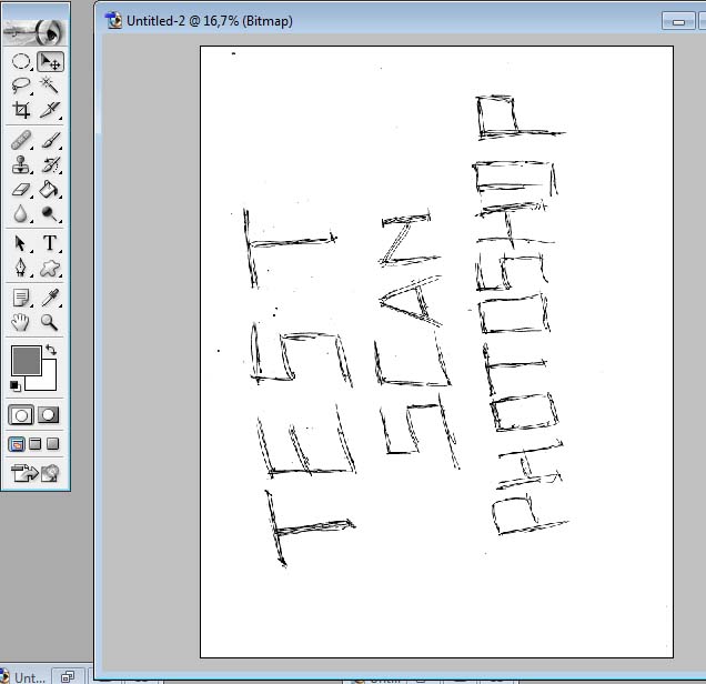 hasil scan sudah masuk ke lembar kerja photoshop