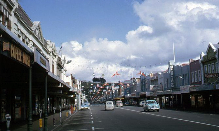 transpress nz: Wanganui's main street, circa 1960