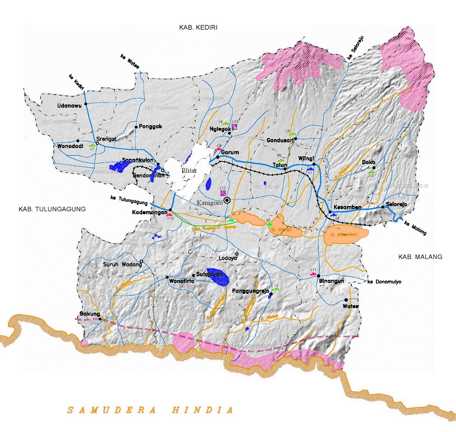 Peta Blitar Lengkap 25 Kecamatan - Sejarah Negara Com