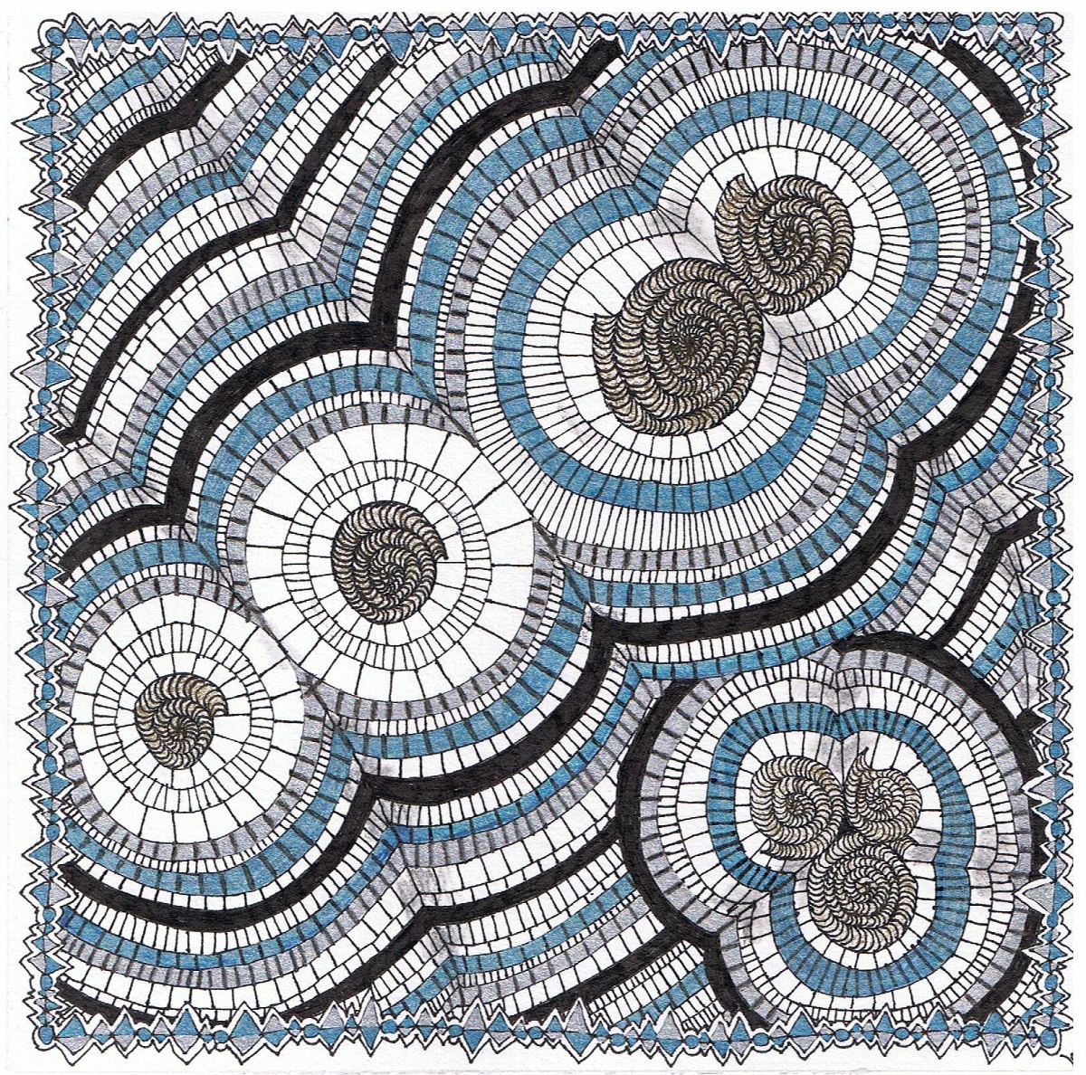 Sweet Freedom Designs: Tuesday Tangle: Mosaic Ammonites