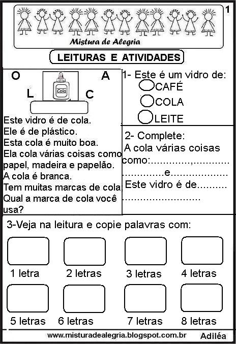 LEITURAS PARA ALFABETIZAÇÃO - EXERCÍCIOS DE PORTUGUÊS E MATEMÁTICA ...