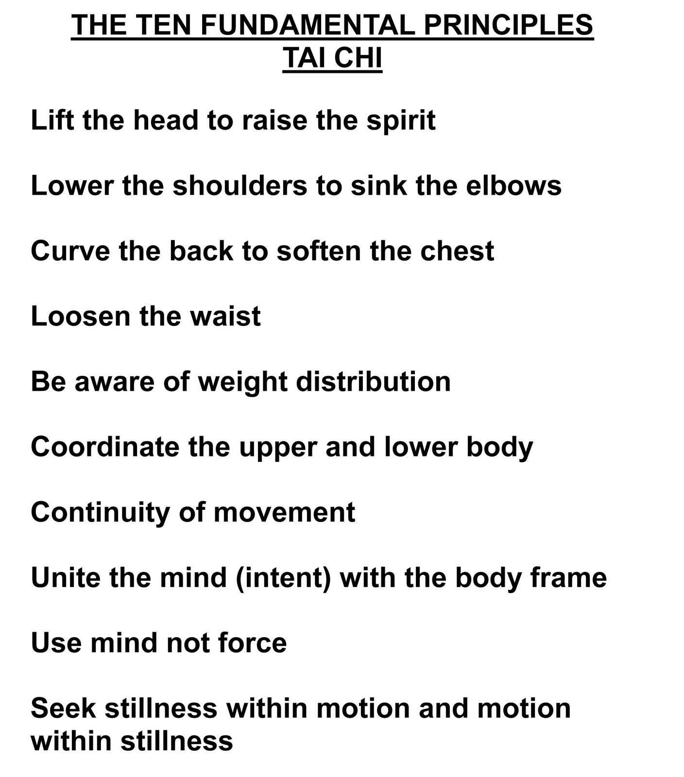 Hertfordshire Tai Chi: Ten Principles