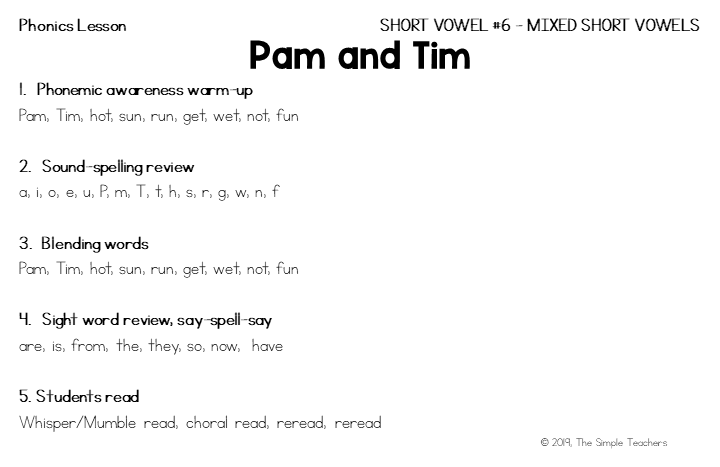 The Simple Teachers: Freebie! Mixed Short Vowel CVC Lesson and Passage