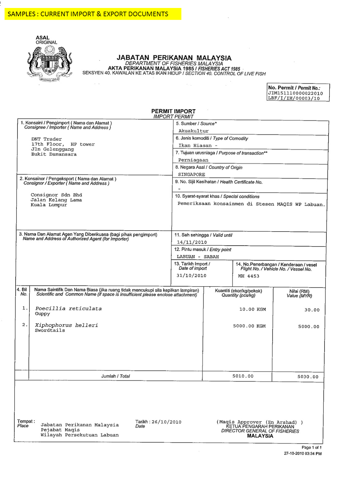 maqis_puteriharbour: MAQIS import, export and transport permits for ...
