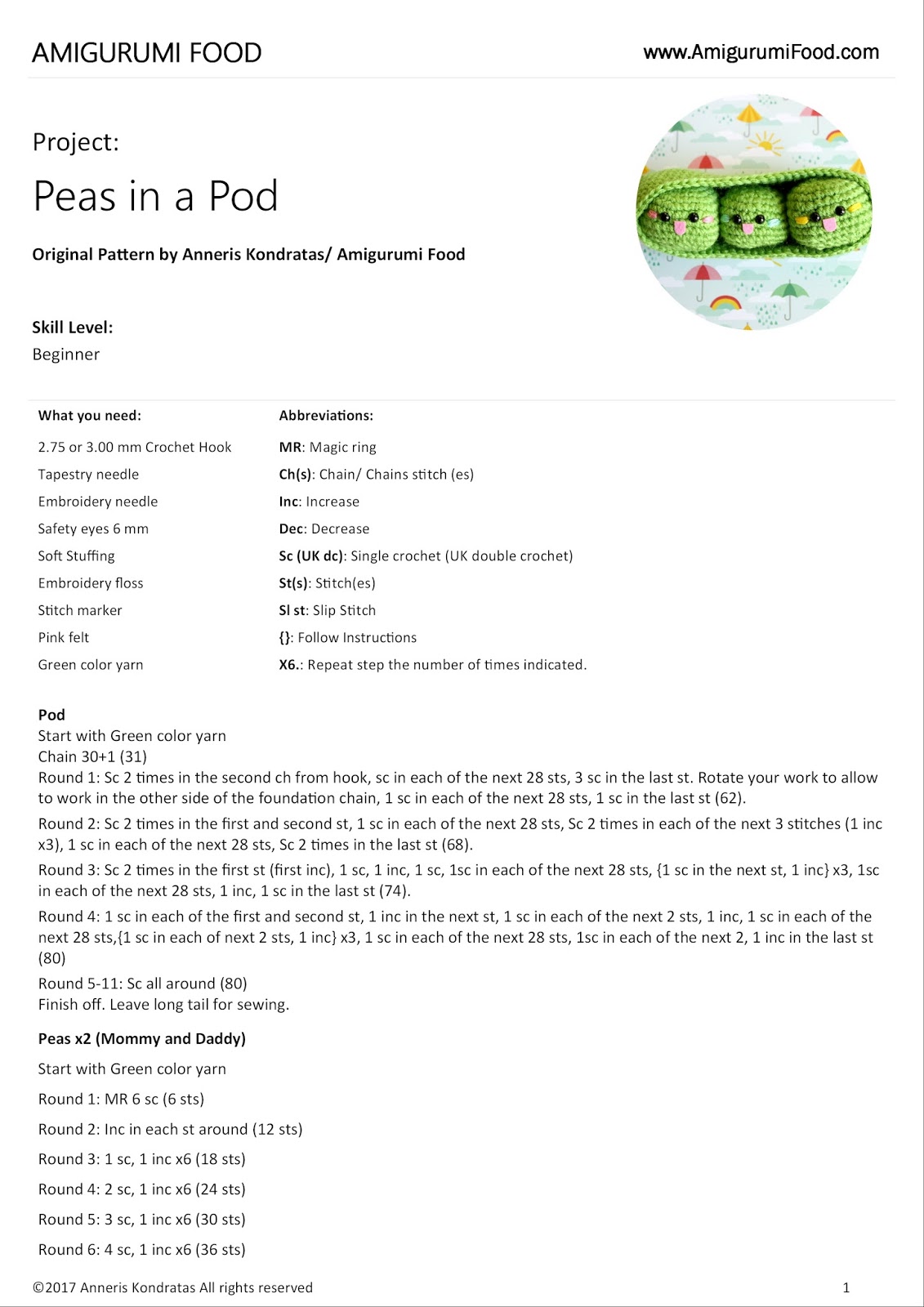 Peas in a Pod Amigurumi Food-Free pattern!!
