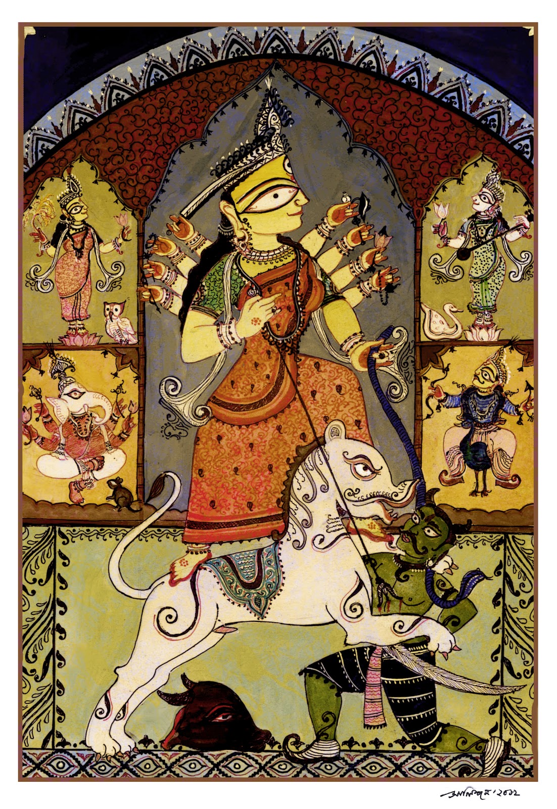 A L I M P A N: Mahisasuramardini: Patachitra Style(Modified) (Medium ...