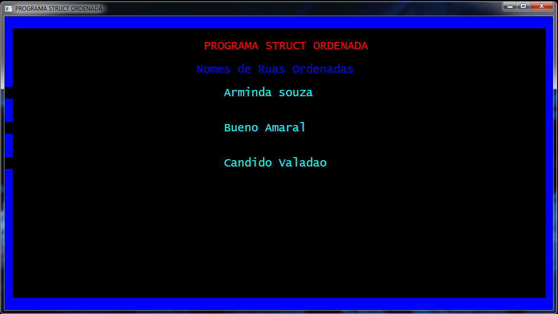 Samuel Lima - Programador C/C++ : Programa Struct Ordenada