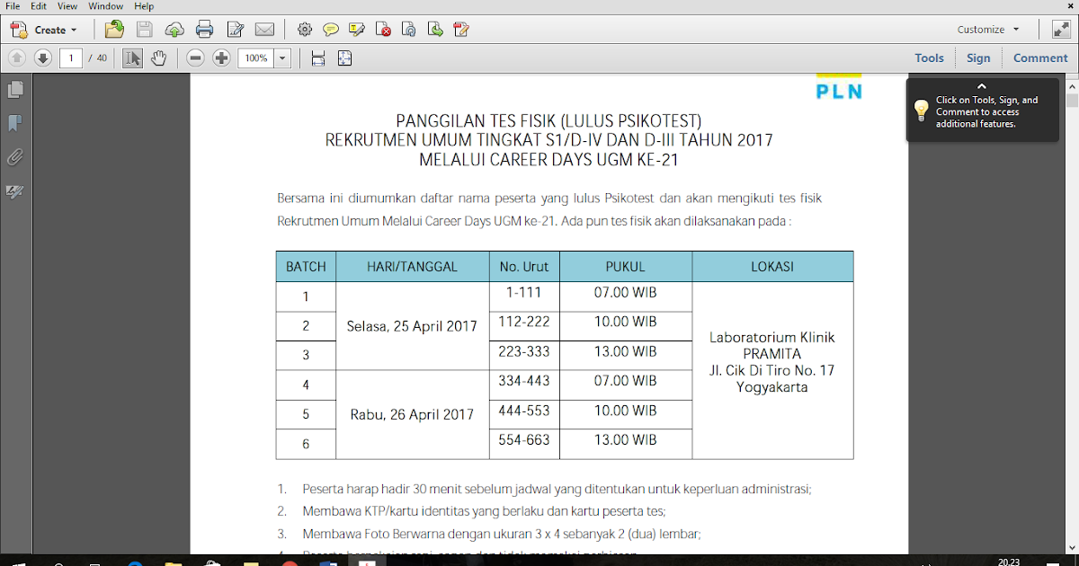 Rekrutmen PLN – 5/8 Tes Fisik