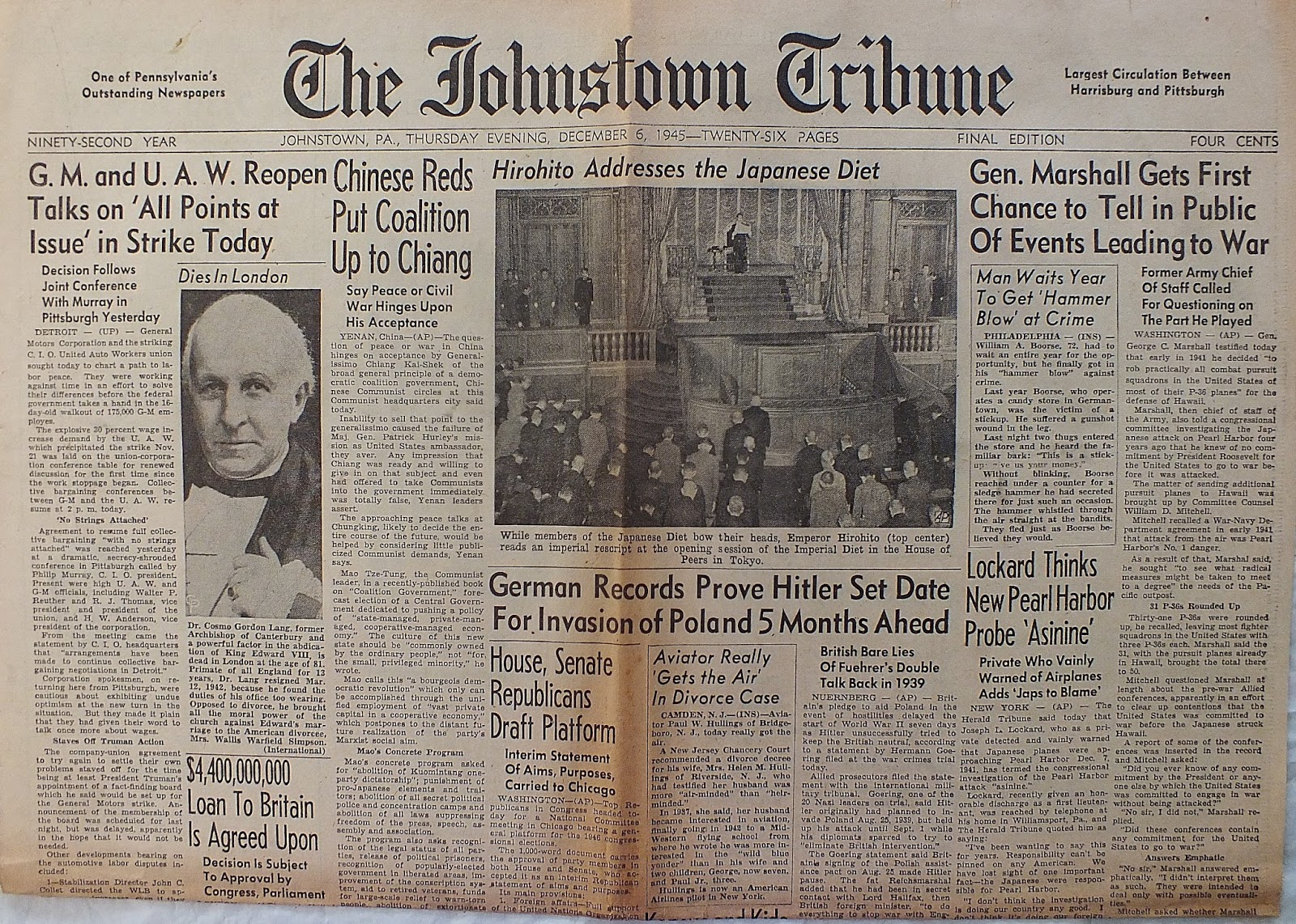 The Johnstown Tribune - WWII: December 6, 1945