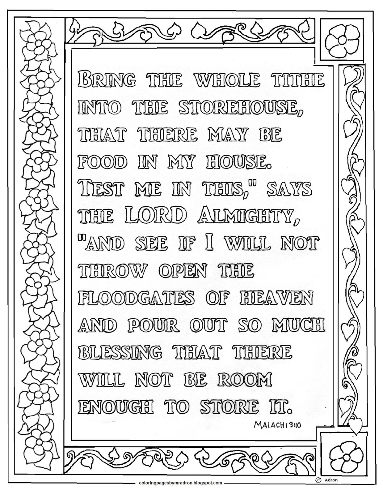 Coloring Pages for Kids by Mr. Adron: Malachi 3:10 Print And Color Page ...