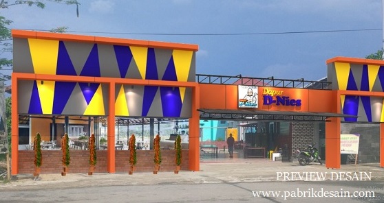 Jasa desain renovasi fasad resto cafe seafood full ACP - ARUSHA CAFE