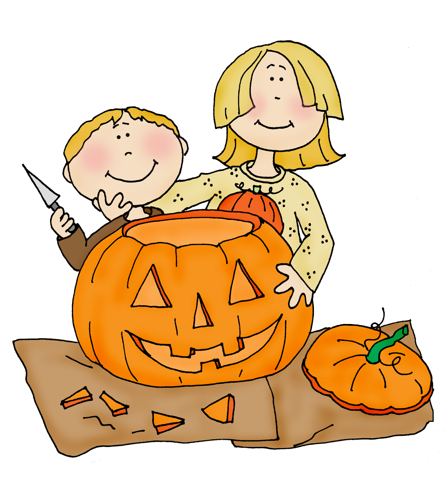 Free Dearie Dolls Digi Stamps: Pumpkin Carving Kids