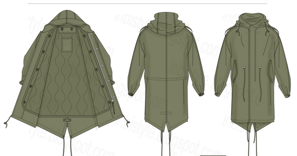M-51 Fishtail Parka Vector Flat Sketches