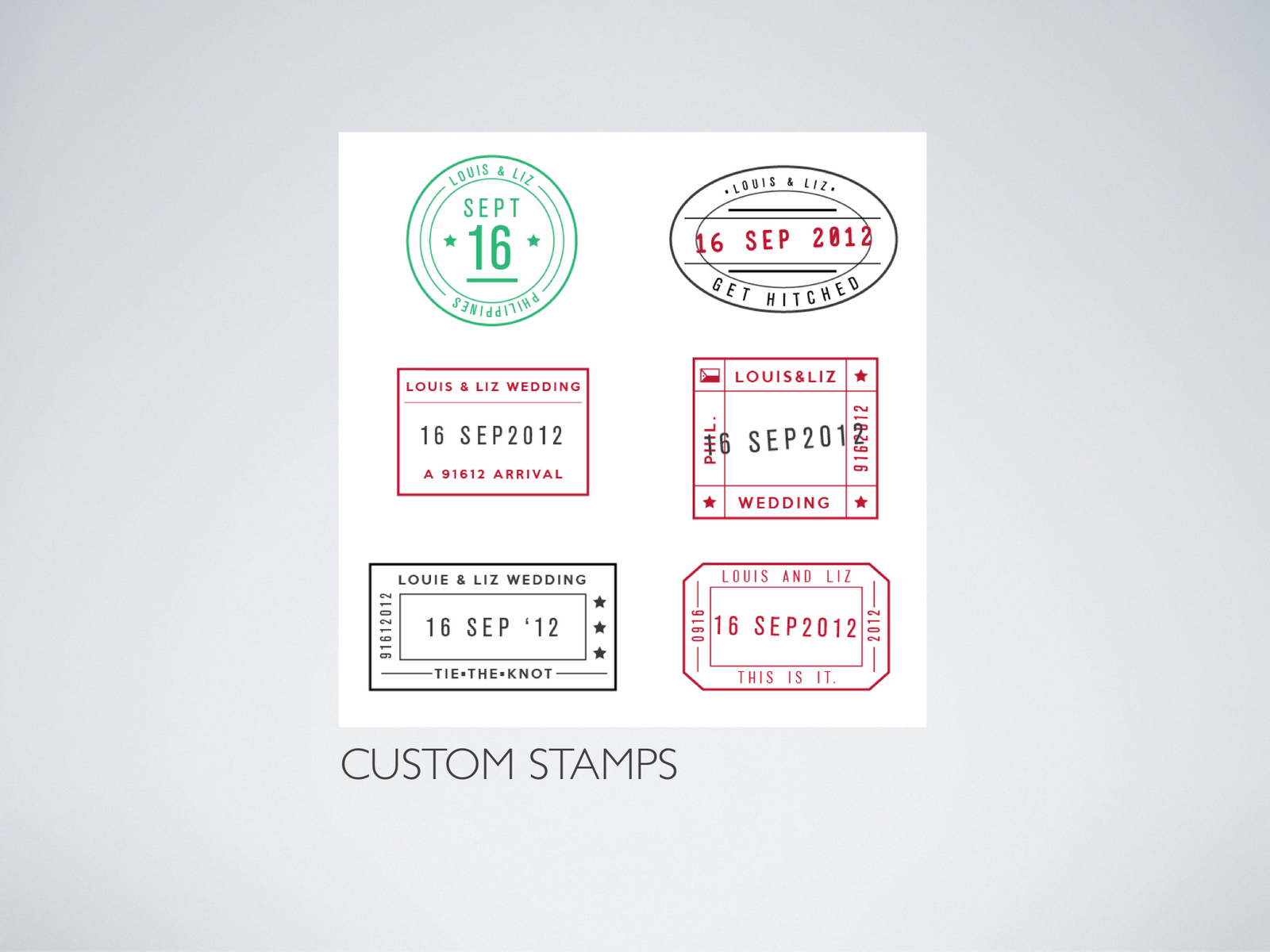 The Wedding of Louis and Liz: DIY: Custom Stamps