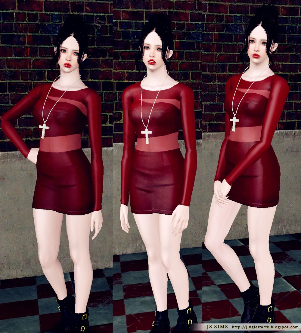 [JS SIMS 3] See-thru Mesh Insert Glam Dress－JS SIMS｜痞客邦