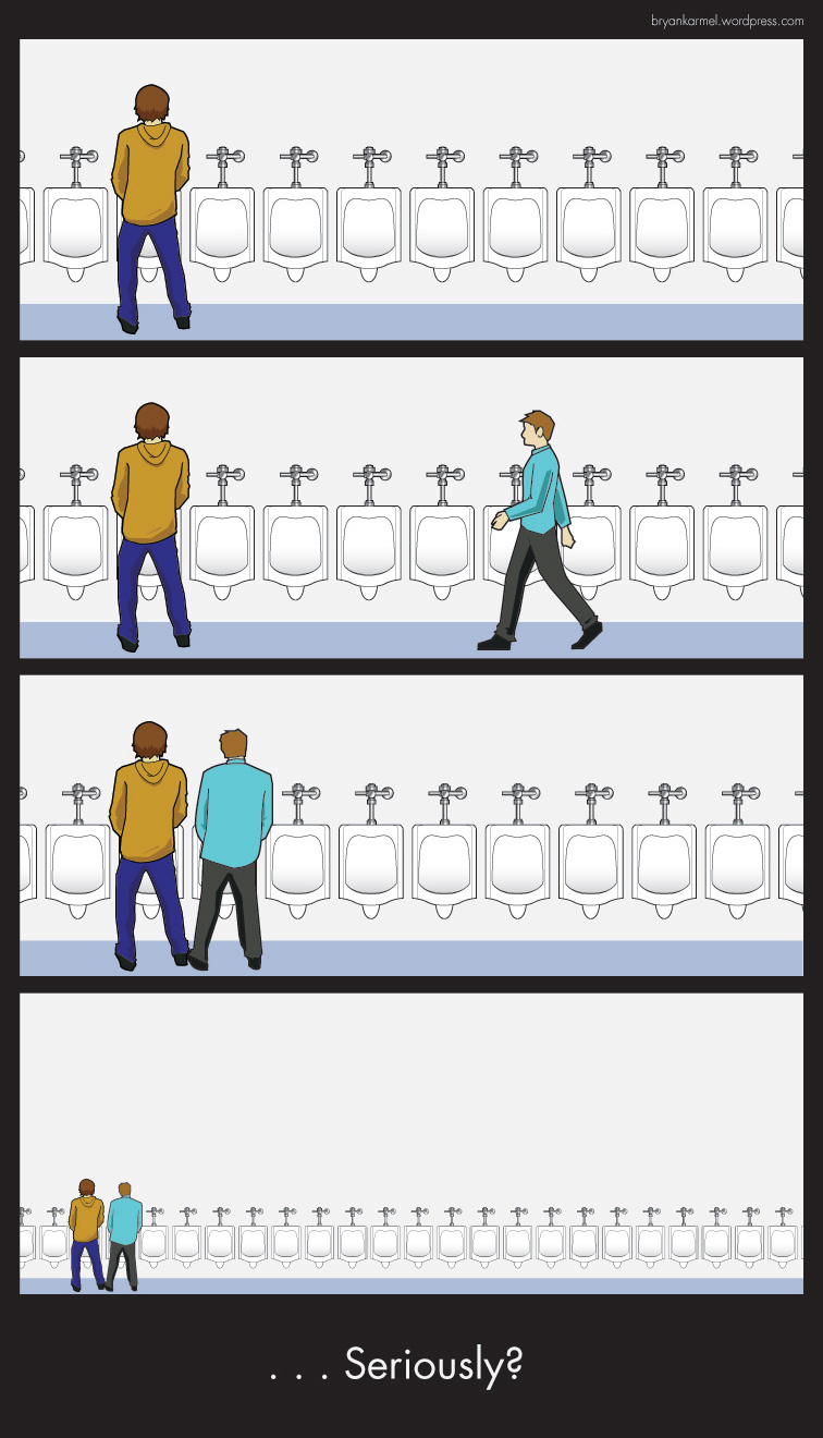 Yesterday on the treadmill, I understood how guys feel at the urinal ...