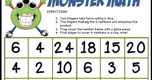Teacher's Take-Out: Monster Math Multiplication Freebie