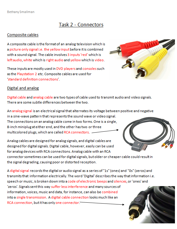 Unit 21 Understanding Video Technology Task 2 Connectors unit-21-understanding-video-technology-task-2-connectors
