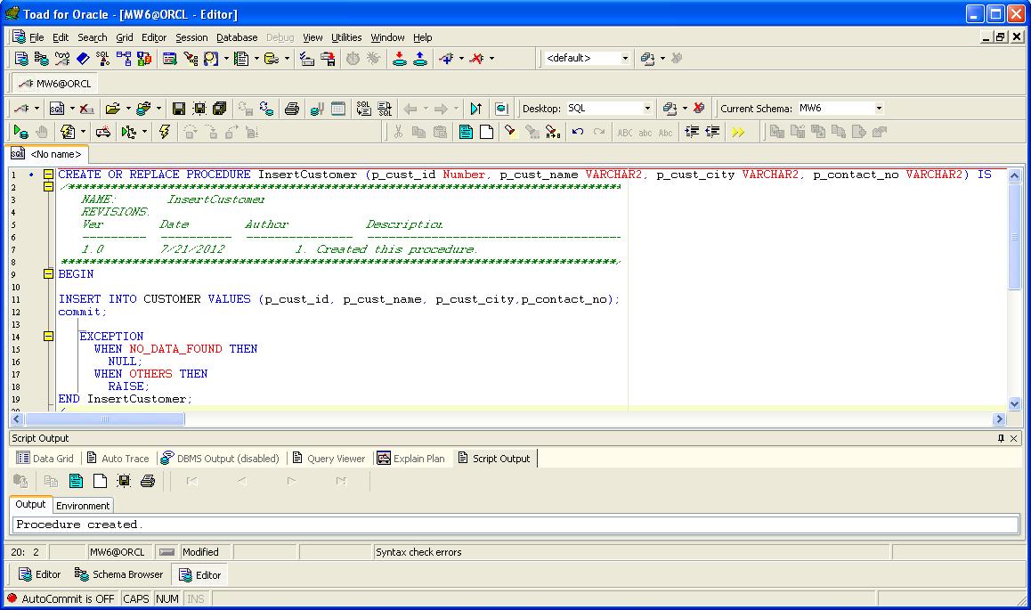 How To Create Oracle Stored Procedures Using Toad For Oracle