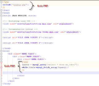 Cara menulis Bahasa Pemograman PHP pada HTML dan CSS Bootstrap | Jago ...