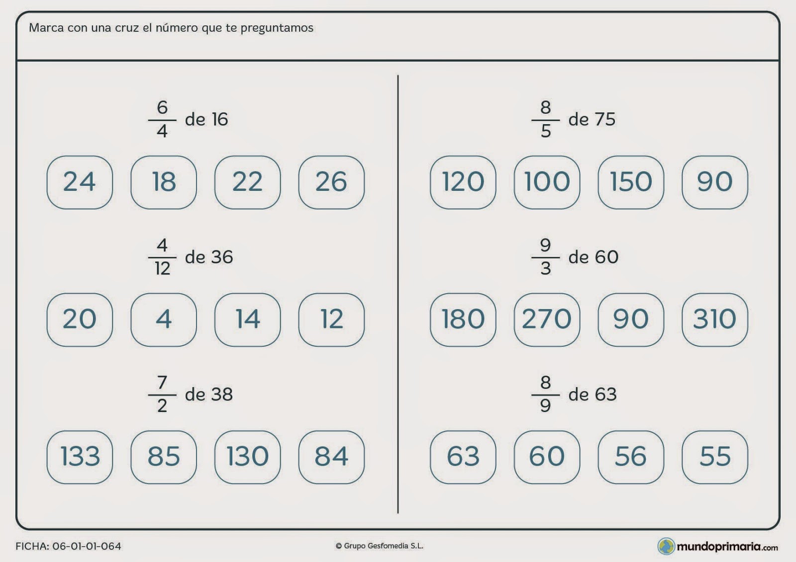 Maravilloso Mundo de las Matemáticas: Unidad 5: Fracción de un Número