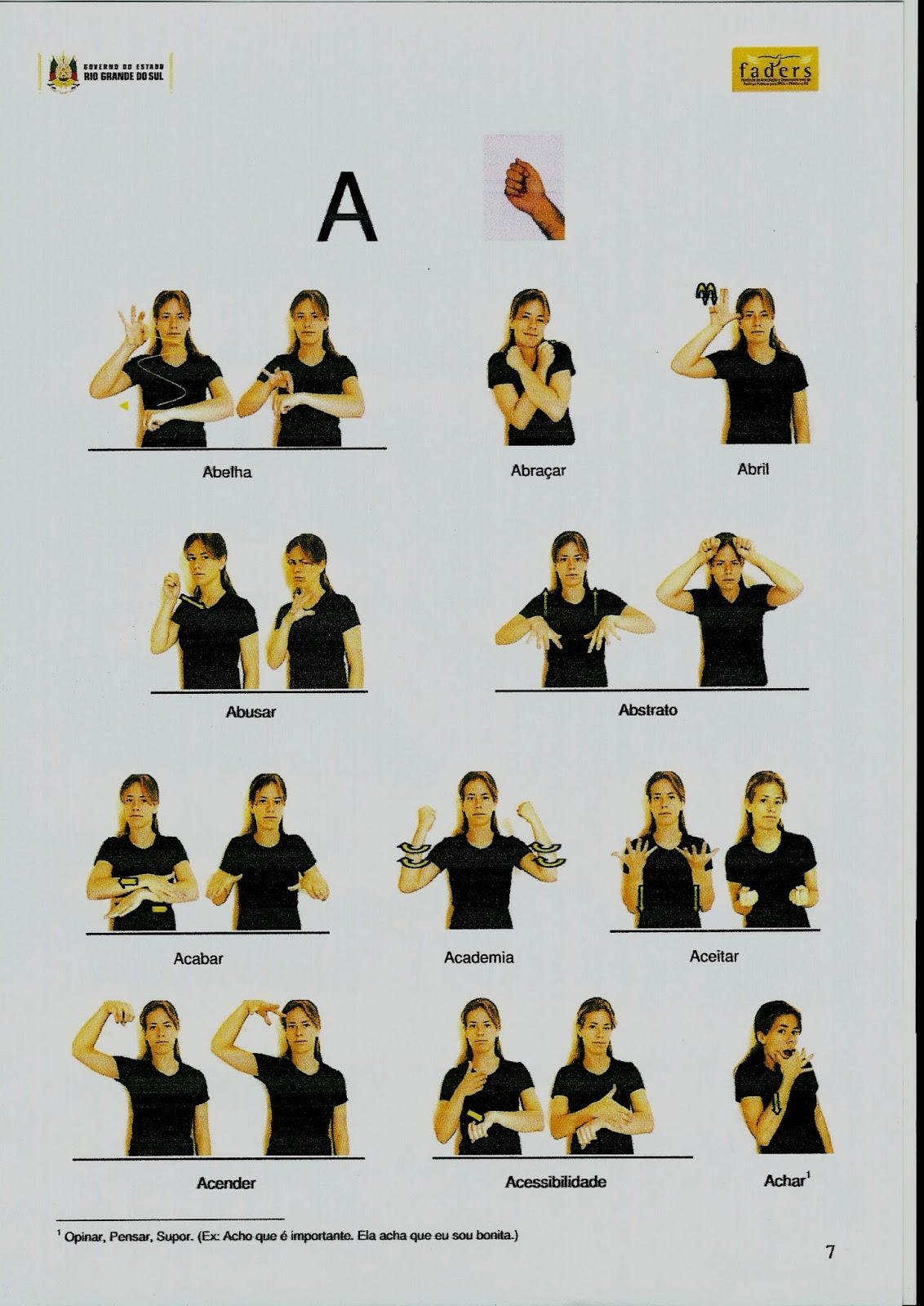 Libras a linguagem dos sinais: Letra A