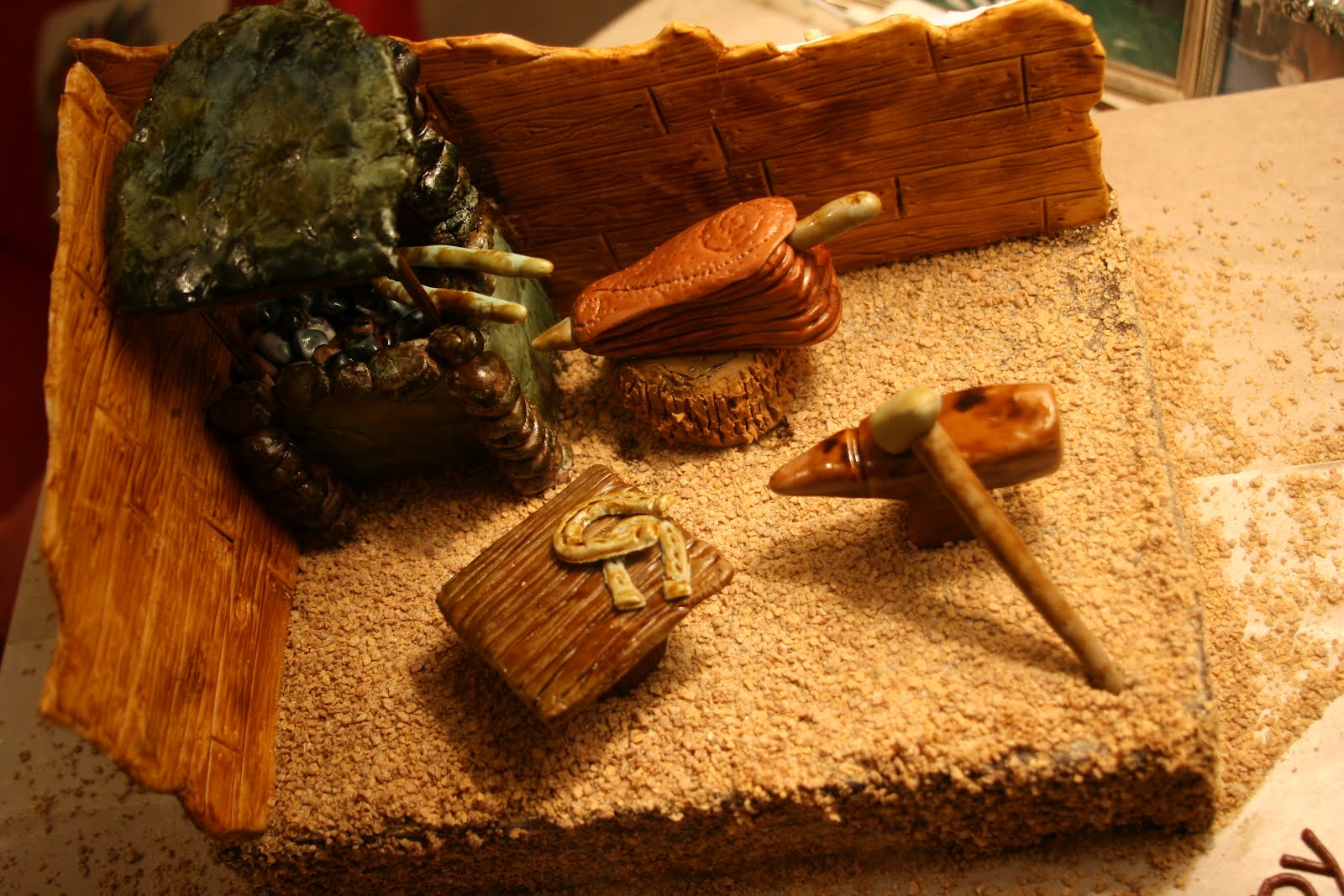 Cakes by Terri and Cameron: Marcus' Medieval Blacksmith cake