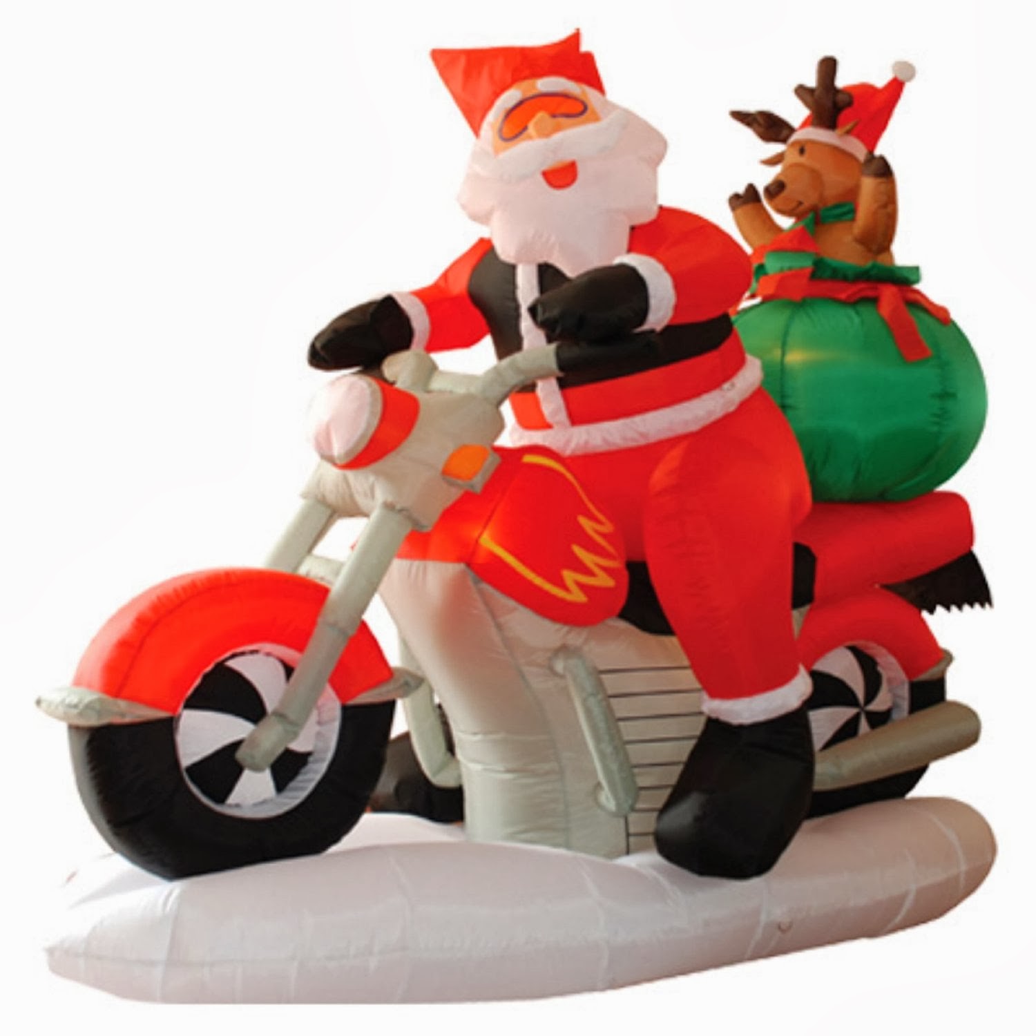 Christmas Decorations: Inflatable Santa Claus in a Motorcycle ...