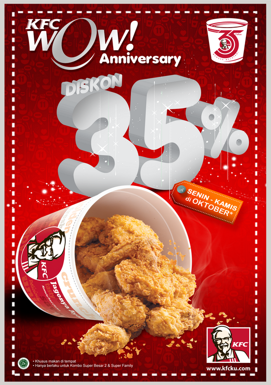 Harga Promo KFC WOW Anniversary Diskon 35 % | Harga Menu Info