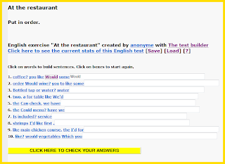 Restaurant - Put the Sentences in Order - English in Vancouver