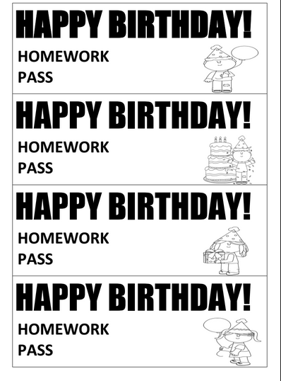 Not Another Primary School Teacher Blog: BIRTHDAY HOMEWORK PASSES FREEBIE!!