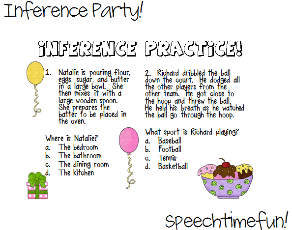 Inference Party! - Speech Time Fun: Speech and Language Activities