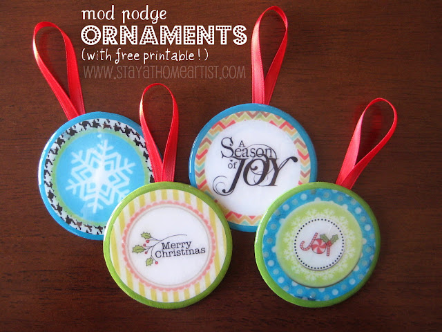 stayathomeartist.com: mod podge ornaments with free printable...