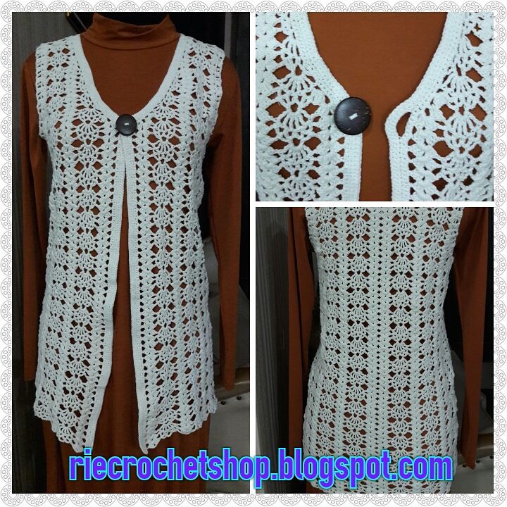 Rie Crochet Shop: Cardigan Rajut Putih Tulang