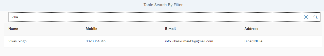 SAPUI5/SAP FIORI snippets and information: Search in Table by using model filter
