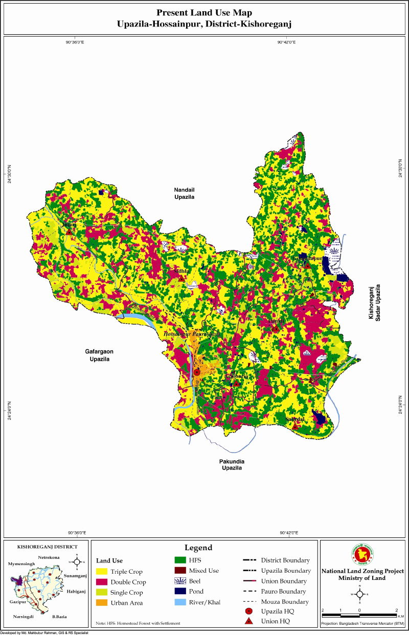 Mouza & Land Use Maps of Hossainpur Upazila, Kishoreganj, Bangladesh ...
