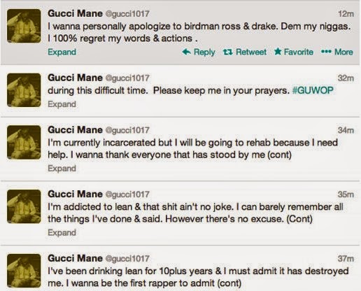 GUCCI MANE HAS FINALLY APOLOGISED FOR HIS INFAMOUS TWITTER RANT - SEE ...