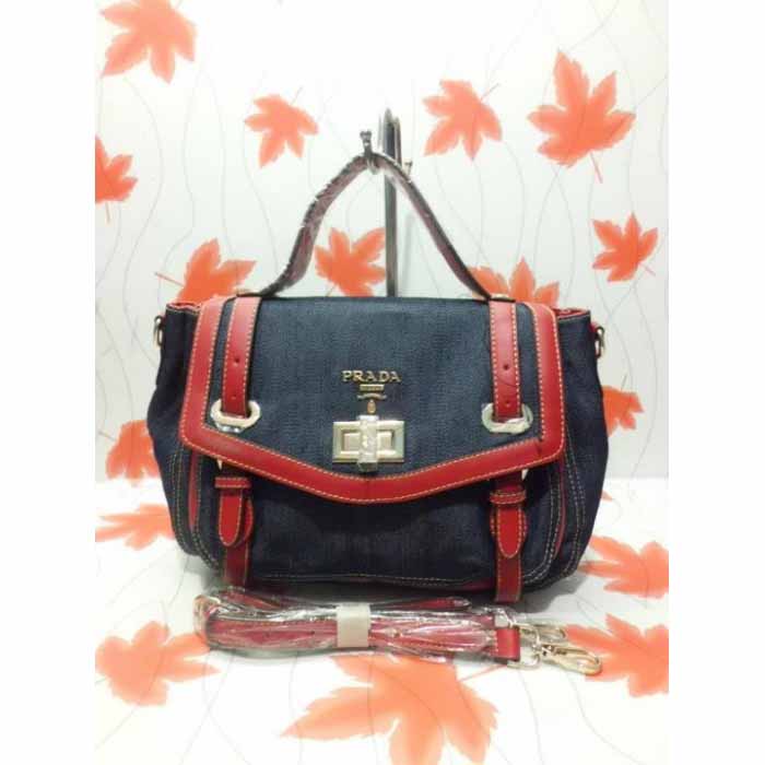 Tas Prada Jeans 8724 Merah | Tas Branded | Tas Wanita | Obral Tas