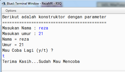 Membuat Coding Java Konstruktor Parameter Inputan Dengan Perulangan Menggunakan BlueJ - Backspace