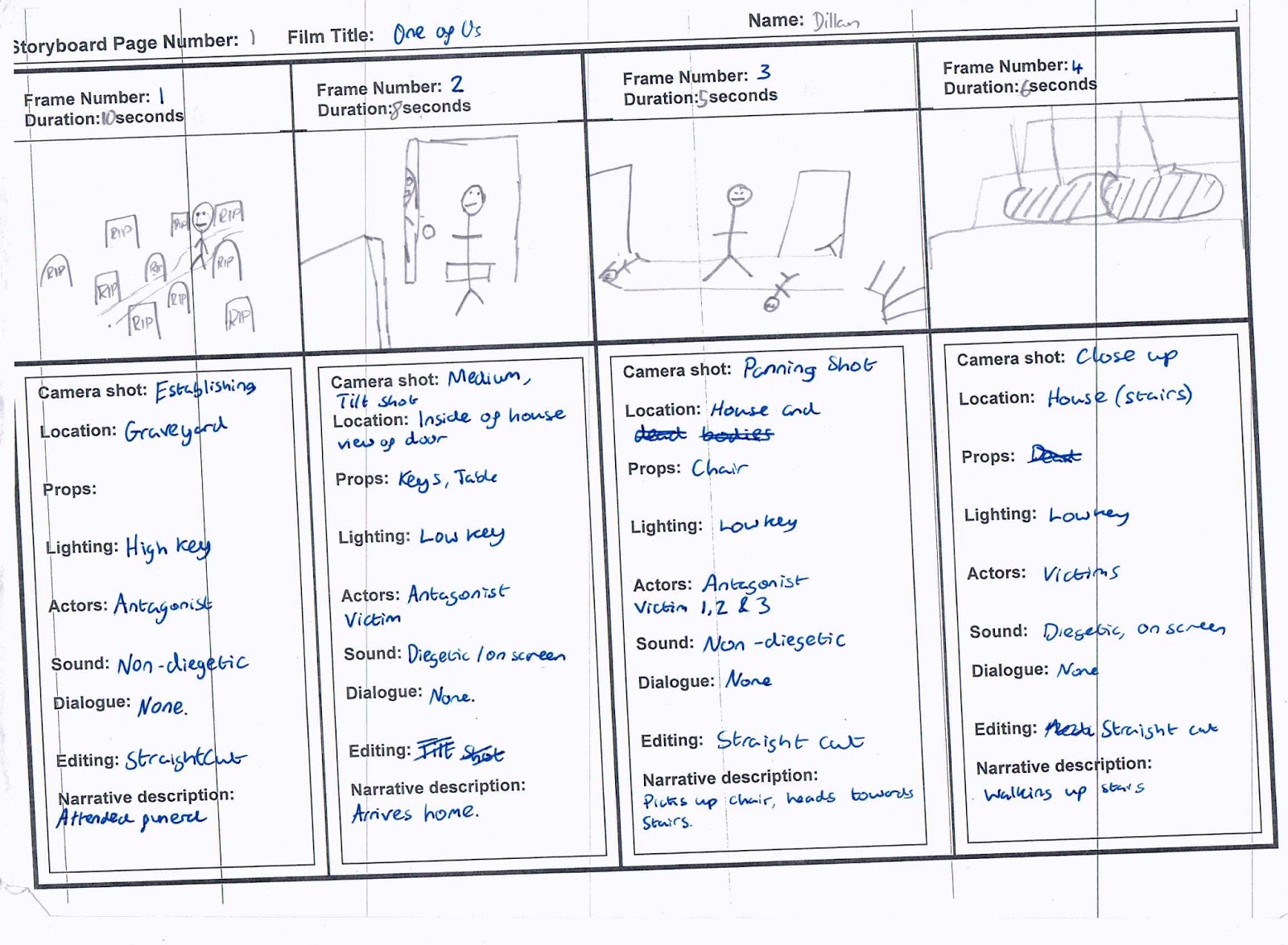 Dillan Abraham - AS Media Portfolio : Planning: Storyboard - Miss Begum