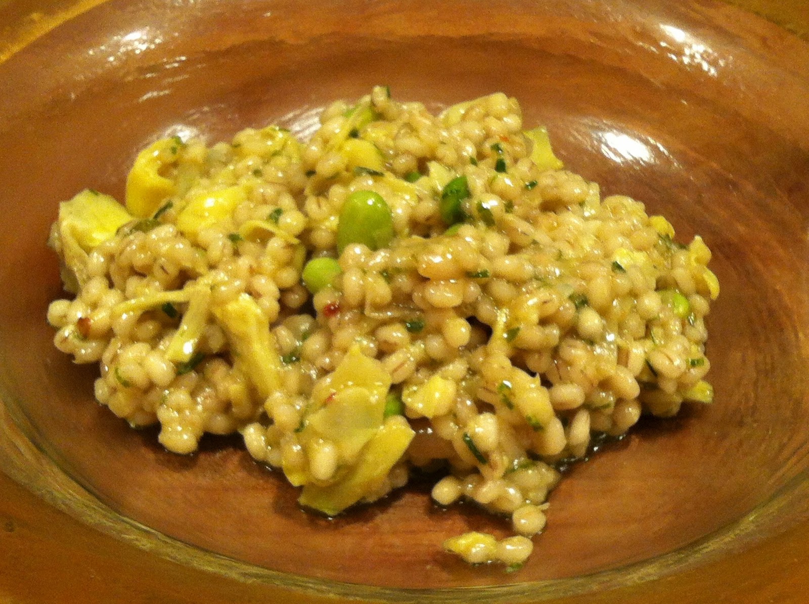 David Doesn't Bake: Barley Risotto with Edamame and Artichokes