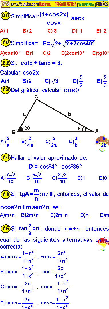 IDENTIDADES DEL ANGULO DOBLE EJERCICIOS RESUELTOS DE TRIGONOMETRIA PDF