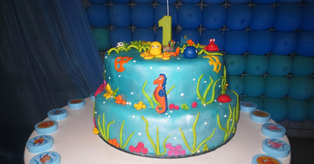 Bolo Fundo do Mar, Bolo azul, bolo infantil, bolo pasta americana, bolo ...