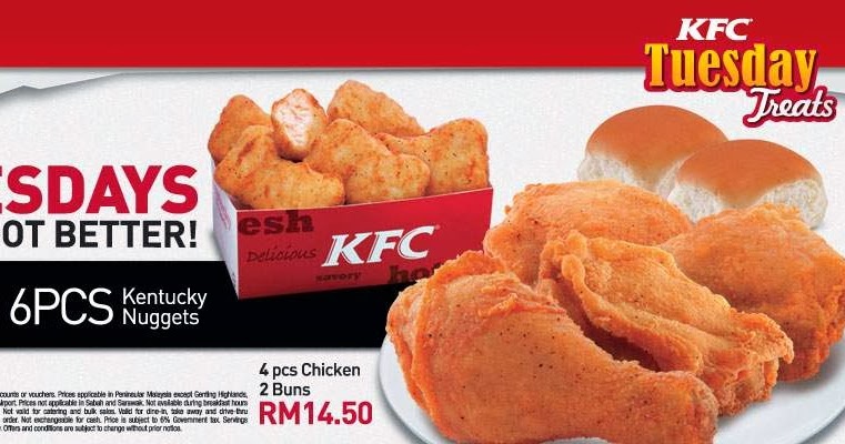 KFC Tuesday Treats: FREE 6 pieces of Nuggets | 1000Savings.com