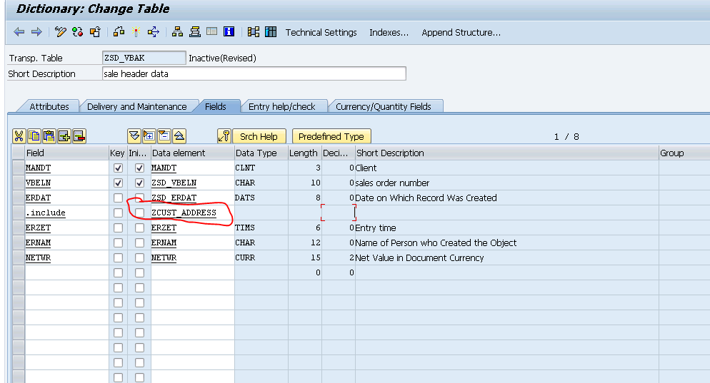 SAP TECH Including Structure To The Customized Table sap-tech-including-structure-to-the-customized-table