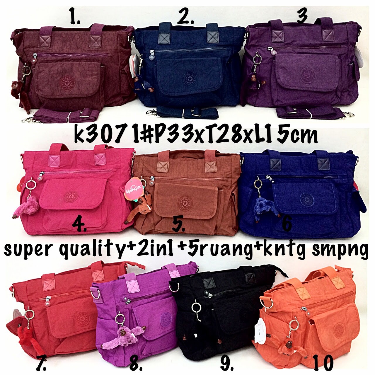 Jual Tas Kipling: Tas kipling 3071 Tas 2in1 Tas Sandang Tas Selempang ...