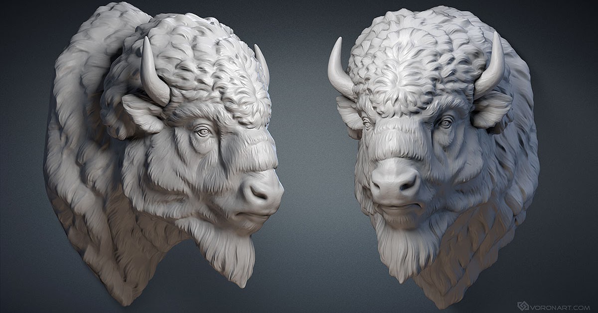 voronartcom. 3d-characters: American bison (buffalo) head digital ...