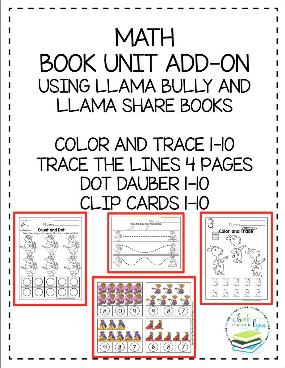MATH UNIT ADD-ON USING LLAMA BOOKS ~ Book Units by Lynn