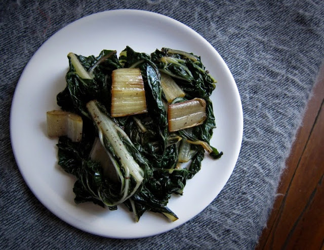 the indolent cook: simple silverbeet / swiss chard stir-fry