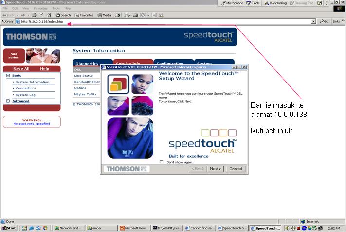 ANAKSABU: Cara Setting MOdem Alcatel SPEEDTOUCH